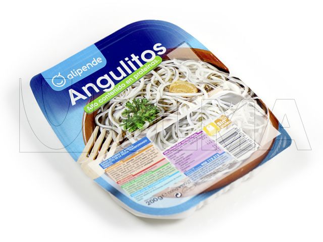 Artificial elver (gulas) packaging in thermoforming with rigid film ...
