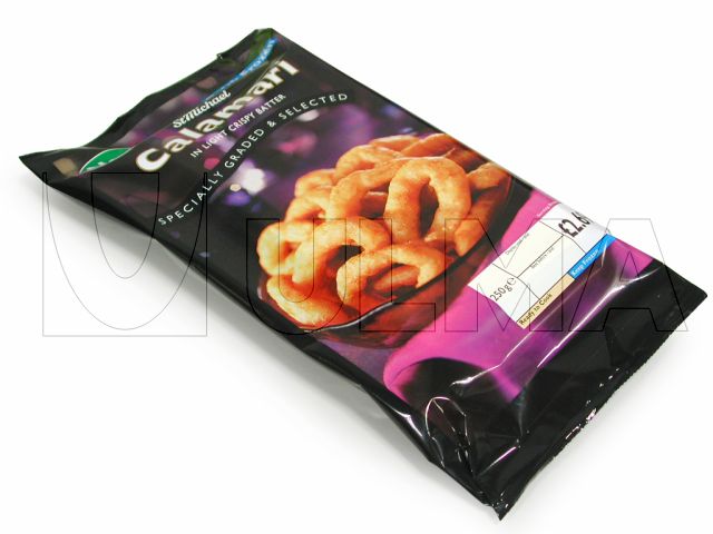 Squid rings tray packaging in flow pack wrapper (HFFS) — ULMA Packaging