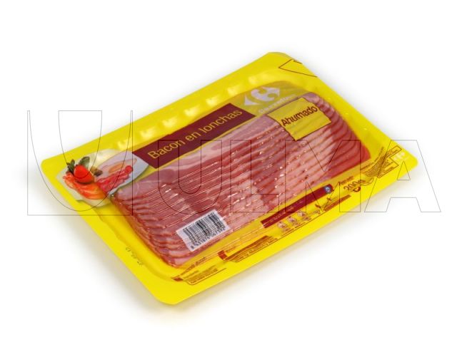 Bacon skin packaging in thermoforming in rigid film — ULMA Packaging
