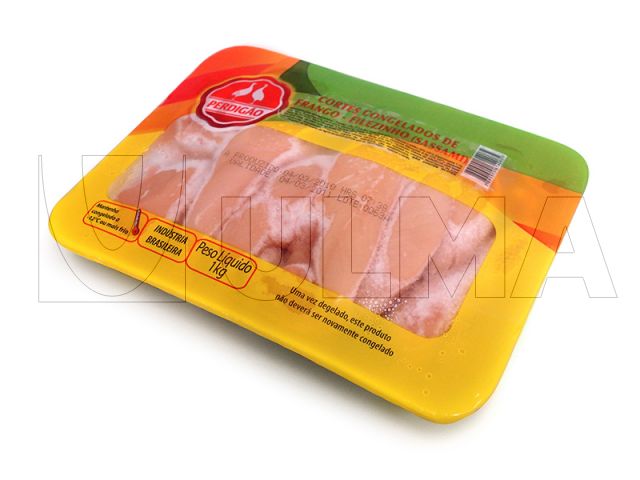 Frozen chicken breast packaging in flow pack (hffs) with shrink film ...